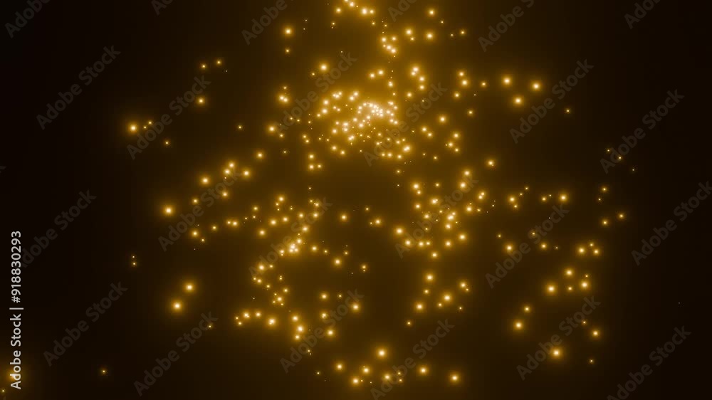 Gold particles abstract explosion with shining golden, motion ...
