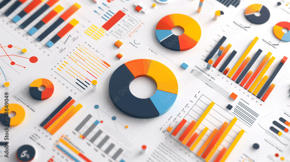 business statistics info graphics, pie charts, bar graphs, and ...