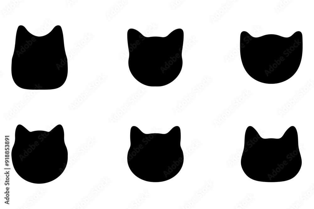 Simple cat head illustration set design Stock Vector | Adobe Stock