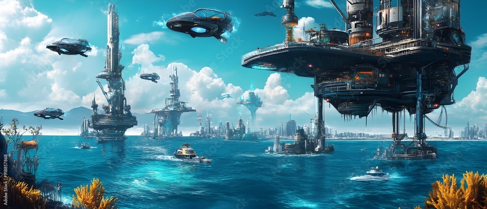 seapunk themed digital painting depicting a marine inspired futuristic ...
