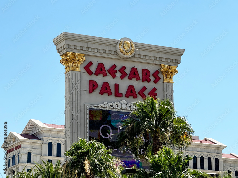 Las Vegas,Nevada,USA-June 17th 2024: Caesars Palace hotel logo sign ...