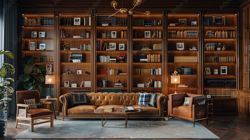 Immerse yourself in the sophistication of an elegant home library with ...
