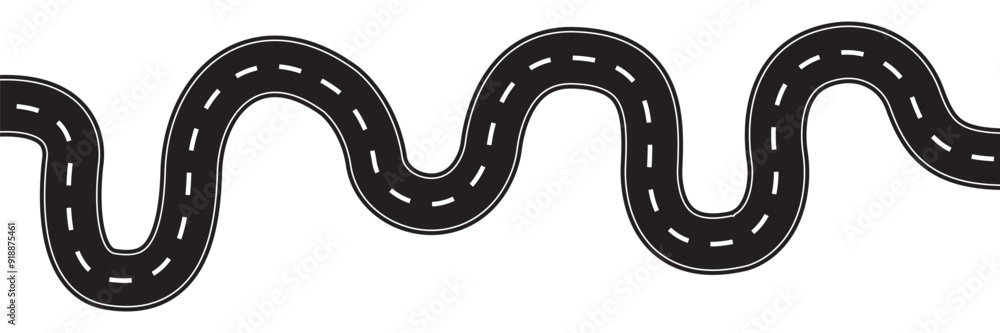Horizontal asphalt Wavy road template. Winding curves road vector ...