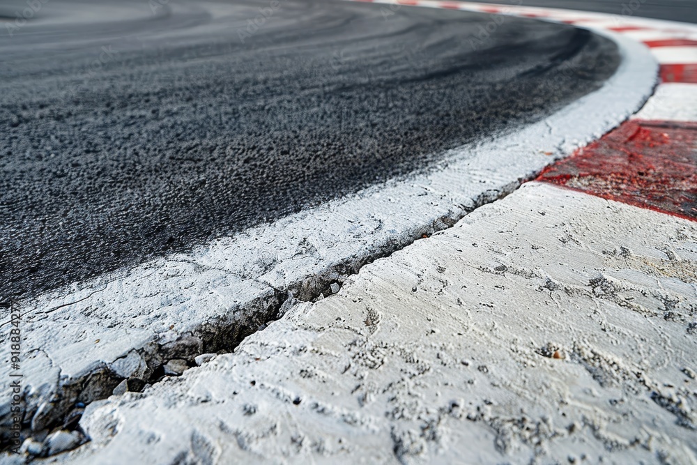 Focus on the texture and white curbs of the Monaco Grand Prix street ...