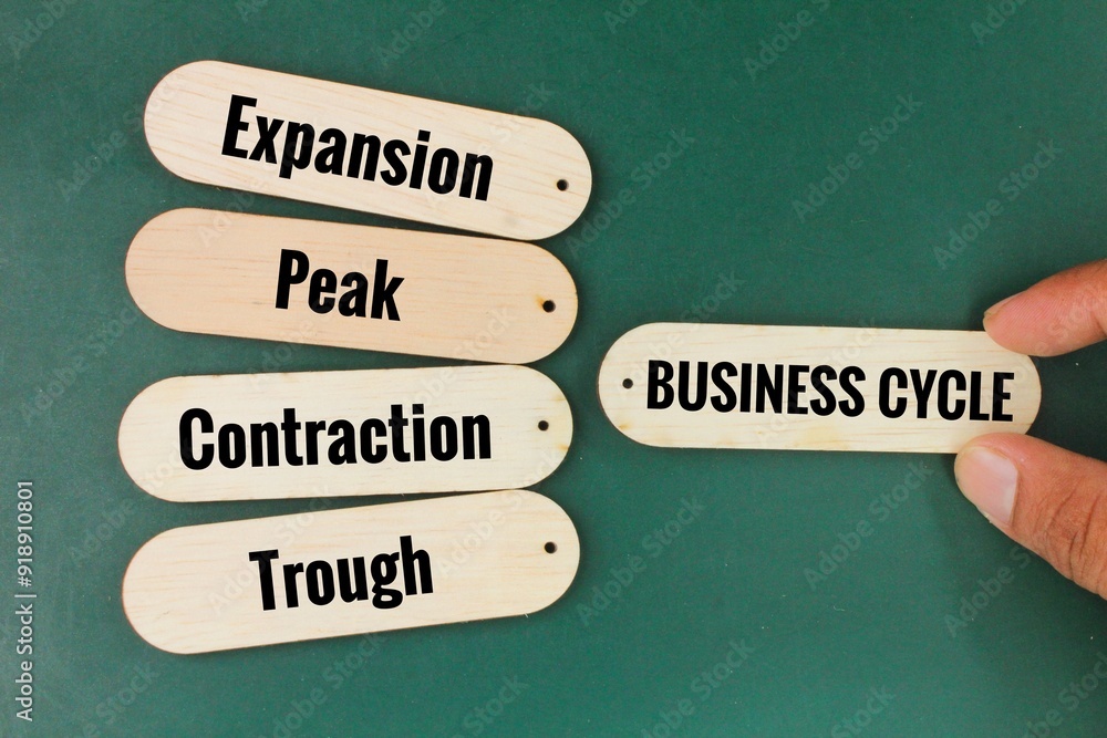 wood with the words expansion, peak, contraction and trough. What are ...