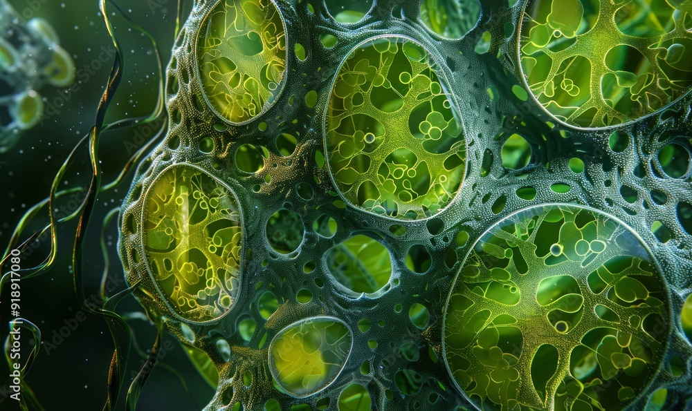 Microscopic view of plant cells, highlighting the cell walls and ...