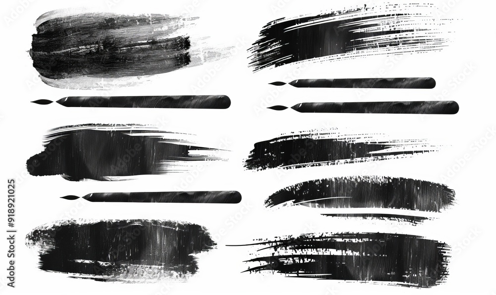 Modern hand drawn brush underline element set for accent, crayon ...