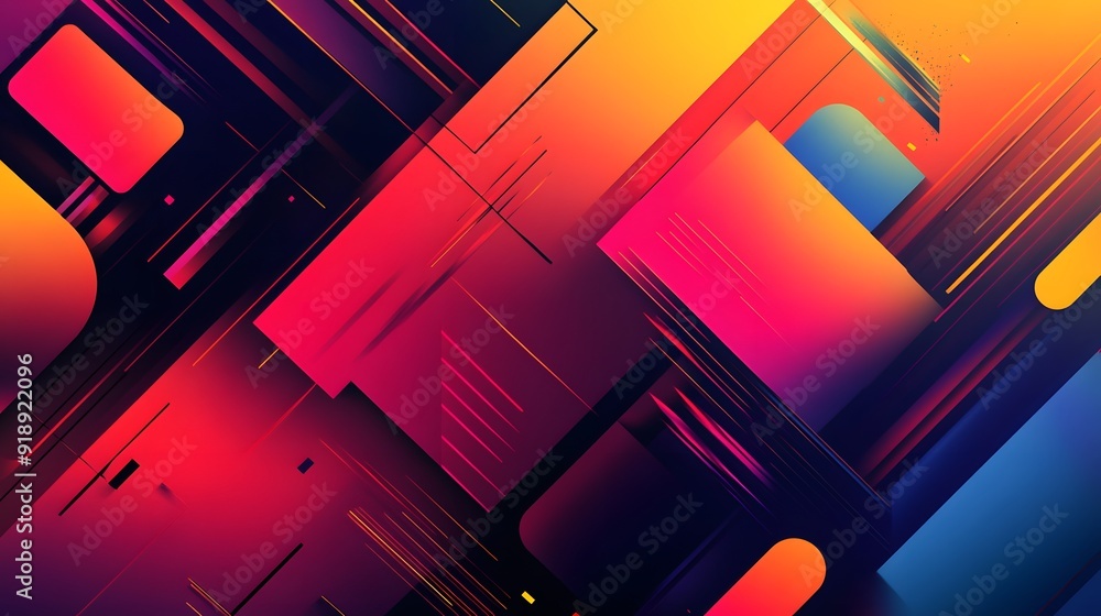 49. Modern abstract geomatics with angular shapes and fluid color ...