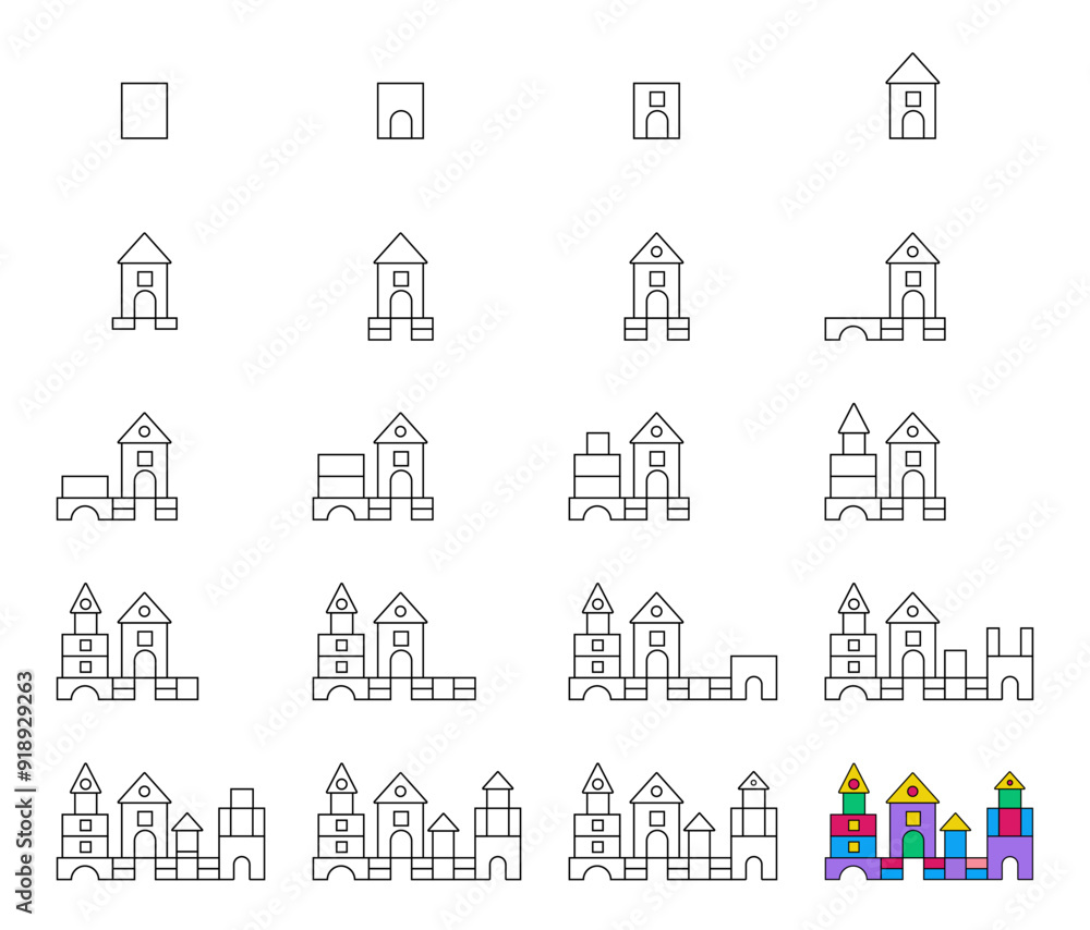 How to draw step by step? Worksheet easy guide to drawing cartoon ...