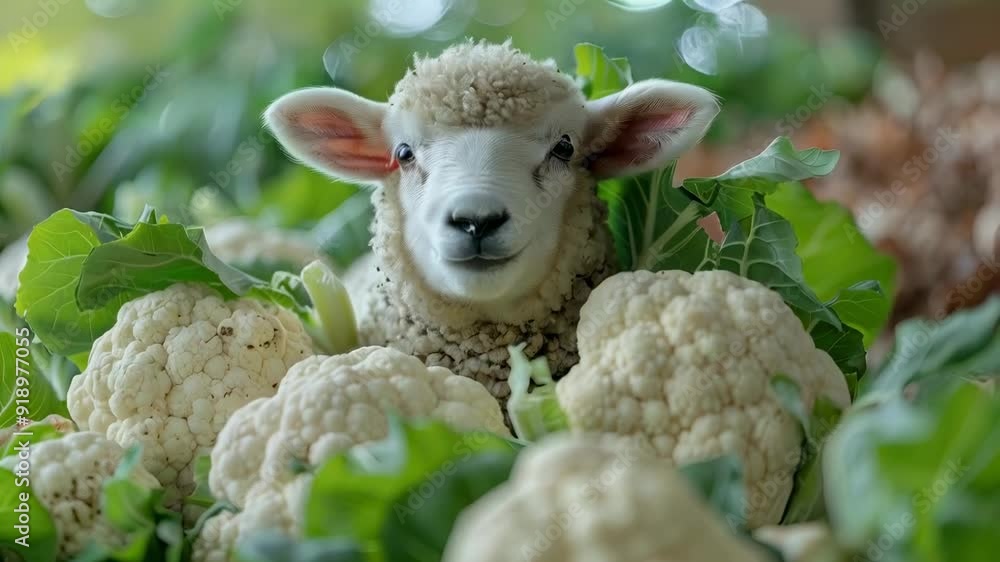 video of sheep on the Cauliflower background Відео Stock | Adobe Stock