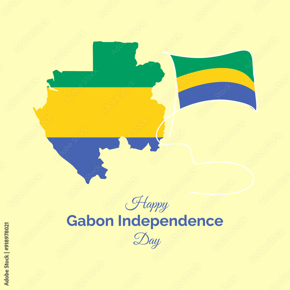 Vector illustration of Happy Gabon Independence Day social media feed ...