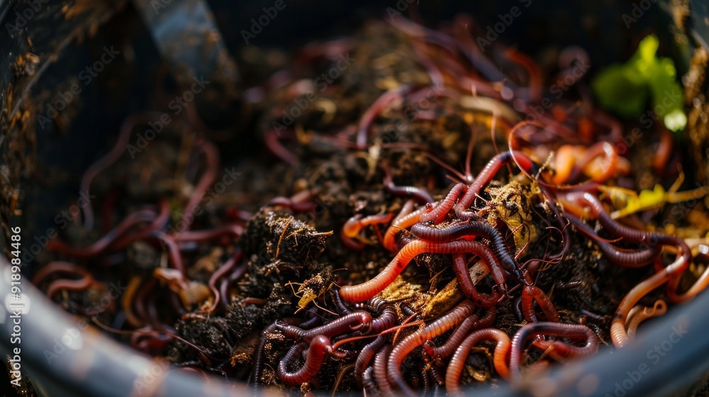 Vermicomposting Close-Up Displaying Healthy Earthworms and Nutrient ...