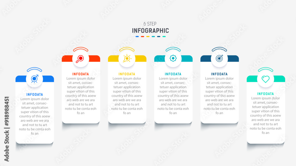 Business infographics design for Six Step, option, parts or process ...