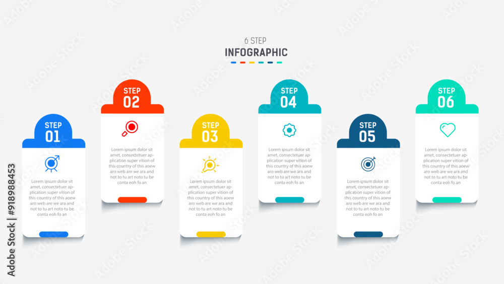 Business infographics design for Six Step, option, parts or process ...