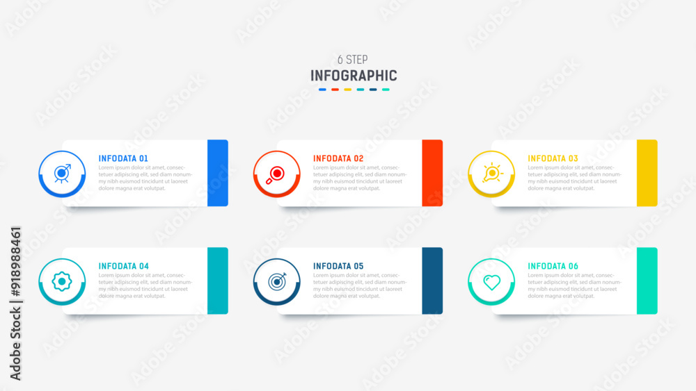 Business infographics design for Six Step, option, parts or process ...