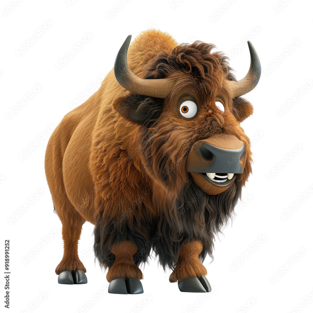 Cute yak character illustration on a transparent background for web ...