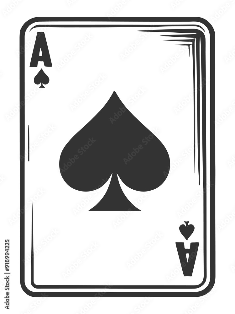 Ace of Spades playing card, featuring a large central spade symbol with ...