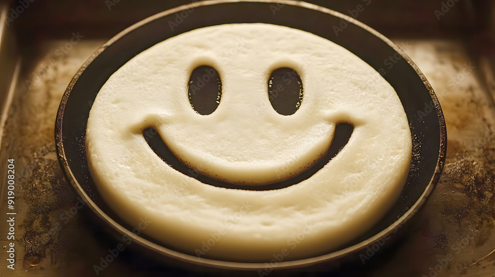 Freshly baked smiley face cookies arranged in a circular pattern ...