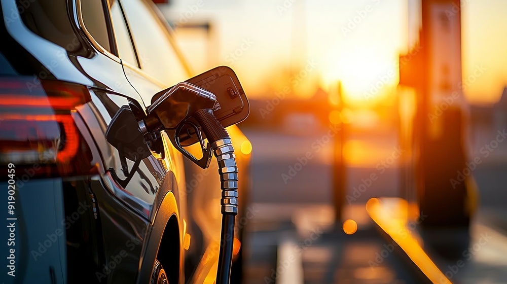 Generative AI image of a car being refueled at a gas station ...