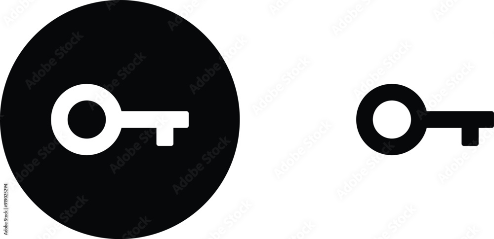 Key icon set. Key black flat and line vector collection isolated on ...