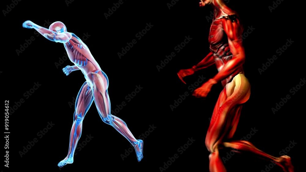 Muscles run, Human body muscle map of running adult male, muscles of a ...