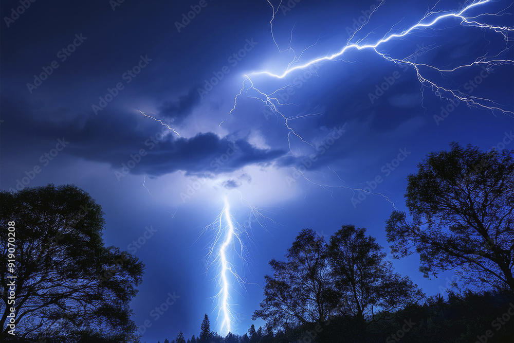 Lightning. Lightning strike. Spectacular night view of a lightning bolt ...