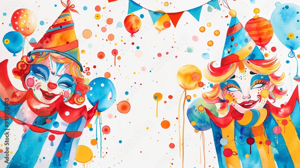 Face painting booth with circus designs,Clipart, watercolor ...