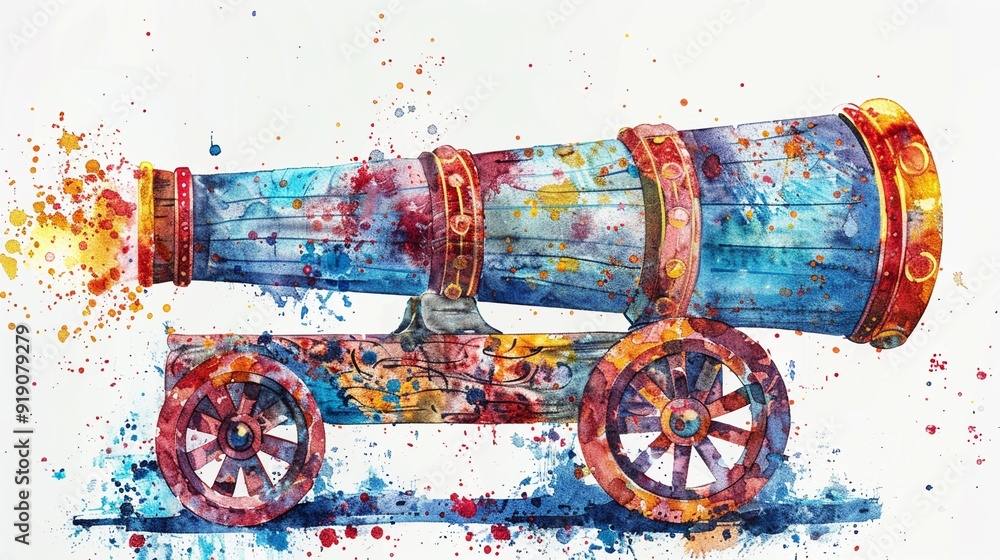 Circus cannon with a bang,Clipart, watercolor illustration, Perfect for ...