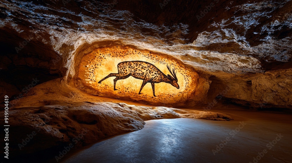 Ancient cave paintings of Lascaux, prehistoric art Stock Illustration ...