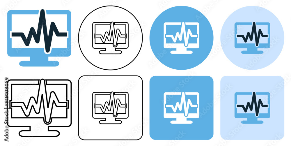 diagnosis, hearth beat on screen monitor, analysis icon symbol ui and ...