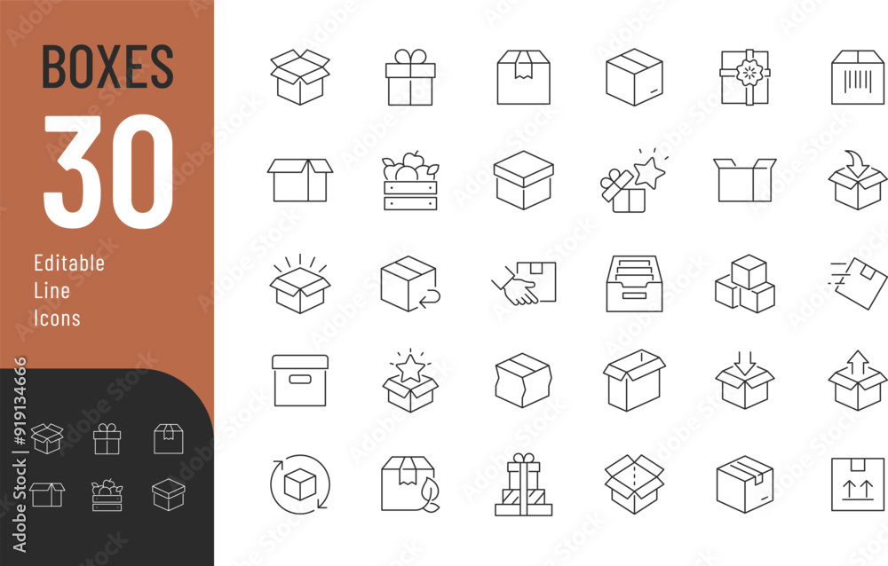 Boxes Line Editable Icons set. Vector illustration in modern thin line ...