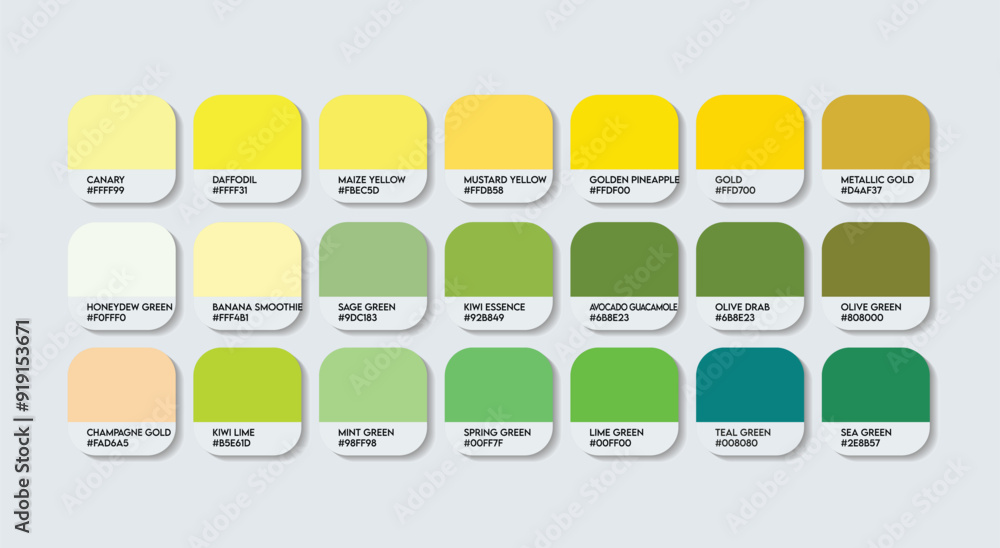 Yellow and Green Color Palette, Yellow and Green Color Guide Palette ...