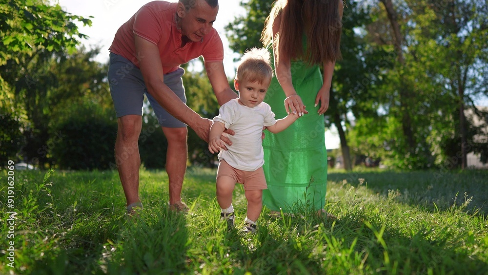 Happy family. first steps for family with a child. child happy mother ...