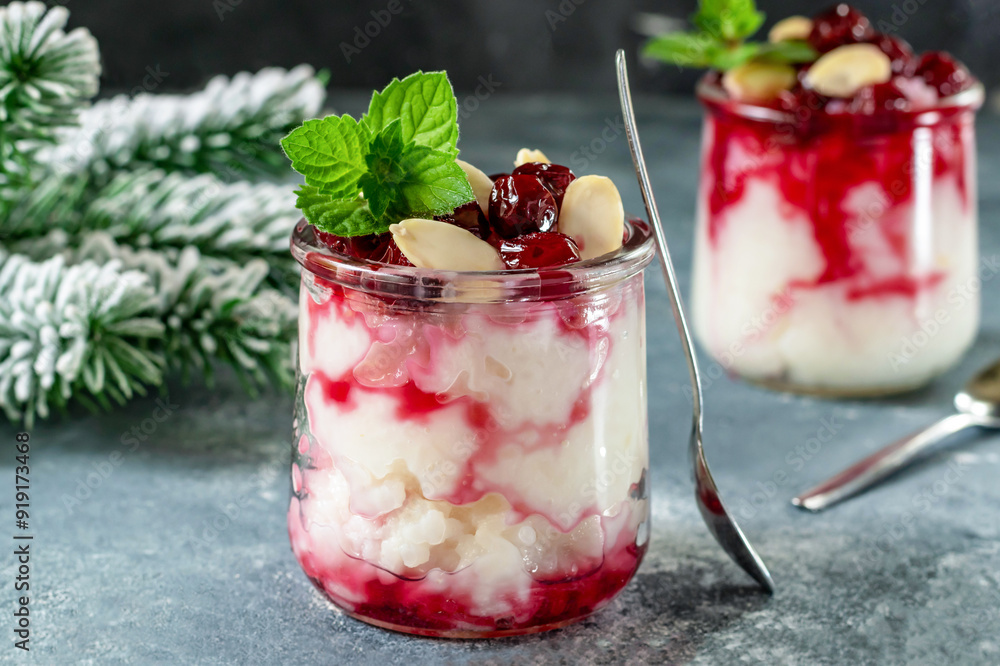 Risalamande is a traditional Danish Christmas dessert, cold rice ...