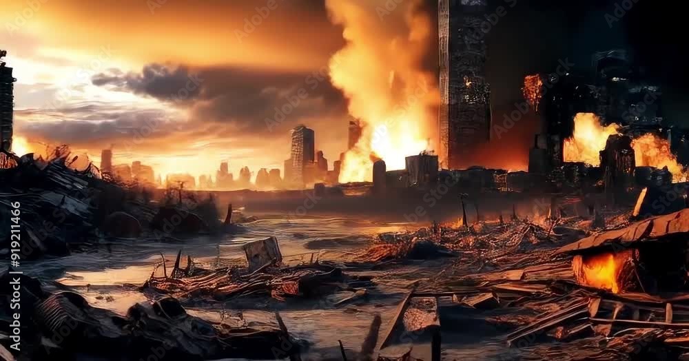 Last war Apocalyptic exploded of a Devastated City After World War ...