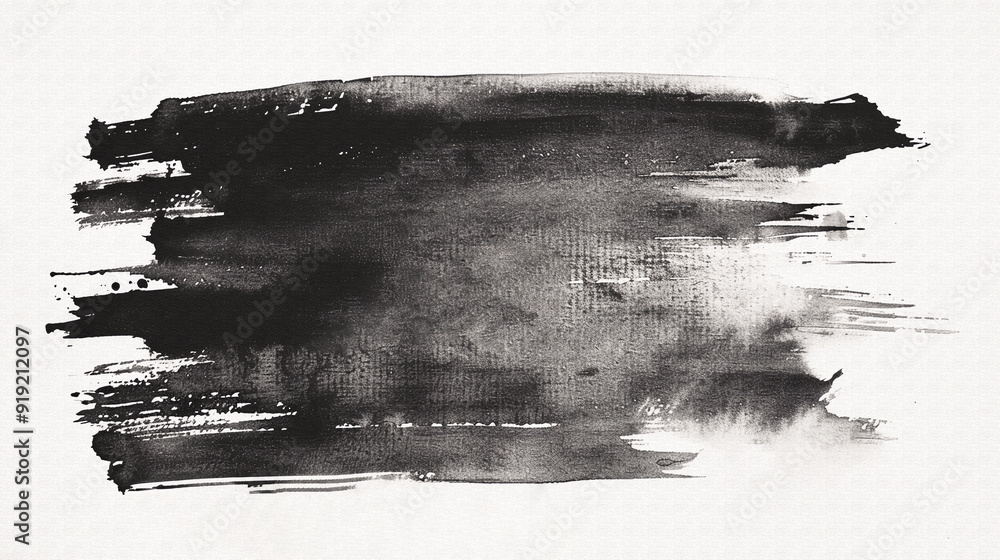 black watercolor effect on a wet white canvas background, overlay mask ...