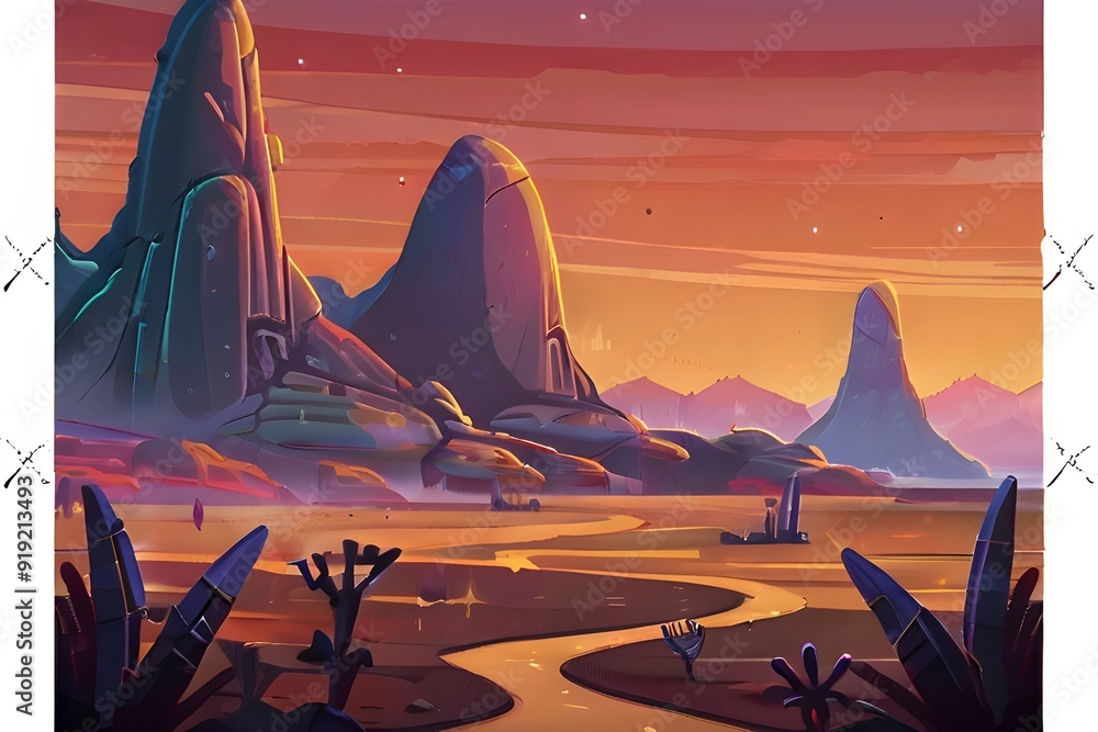 2D alien planet background environment for a battle arena mobile game ...