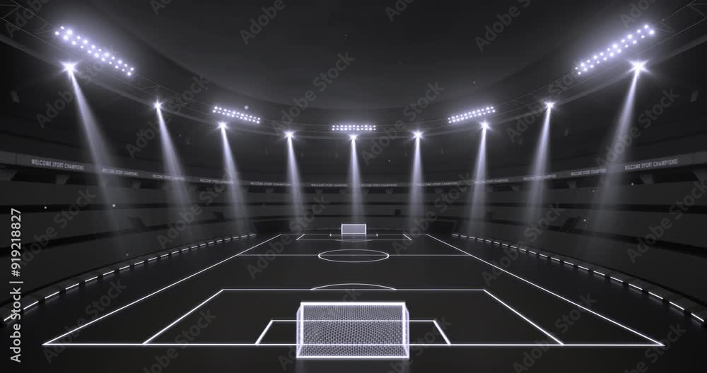 Impressive football or soccer stadium at night illuminated by light ...