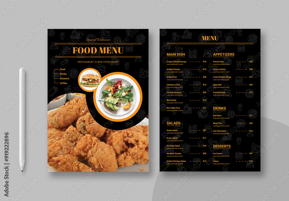 Restaurant Food Menu Layout Stock Template | Adobe Stock