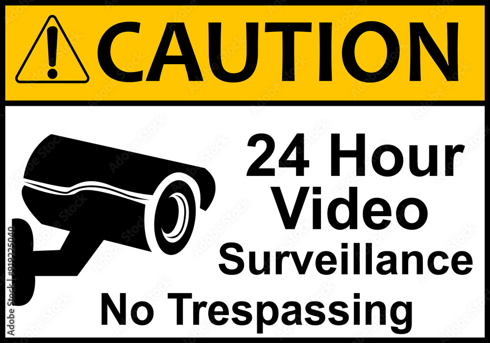 CCTV sign. Video camera sign. Area under 24 hour video surveillance ...