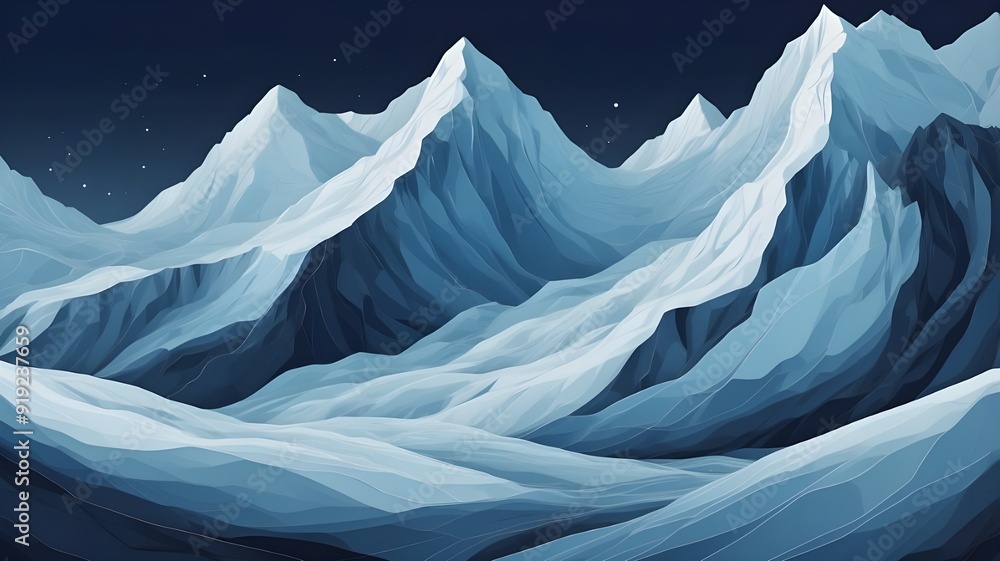 Abstract blue landscape background; Smooth lines in shades of blue ...