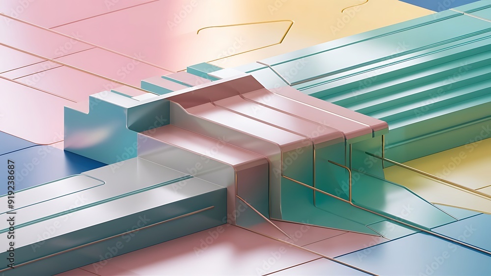 Pastel Colored Tech Background with a Geometric 3D Structure. Clean ...