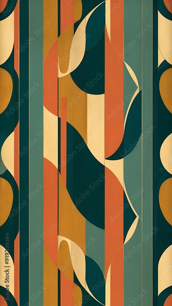 This mid-century abstract background features captivating wallpaper ...