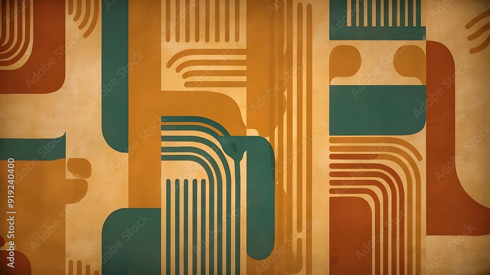 This mid-century abstract background features captivating wallpaper ...