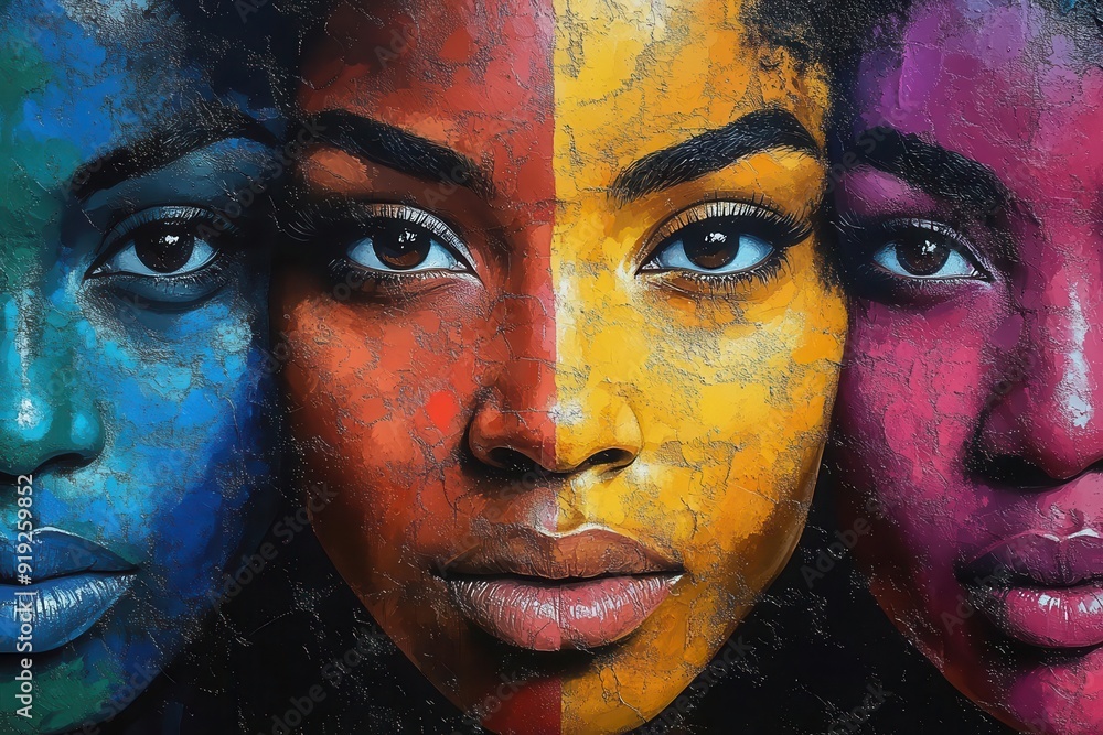 powerful mural depicting diverse faces united in call for equality ...