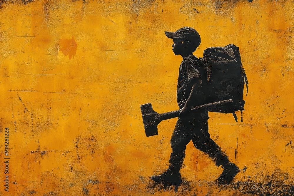 powerful illustration denouncing child labor young silhouette struggles ...