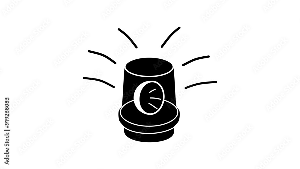 Rotating Warning Light, black isolated silhouette Stock Vector | Adobe ...