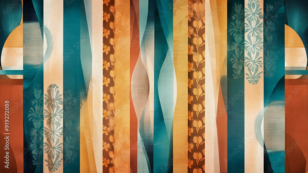 This mid-century abstract background features captivating wallpaper ...