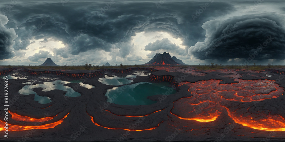 HDRI Lava Landscapes Equirectangular Panorama 1 Stock Illustration ...