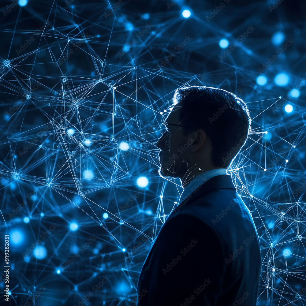 futuristic network of Digital and business transformation connected by ...